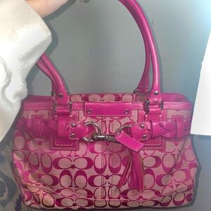 Coach | Bags | Coach Pink Signature Tote Bag | Poshmark